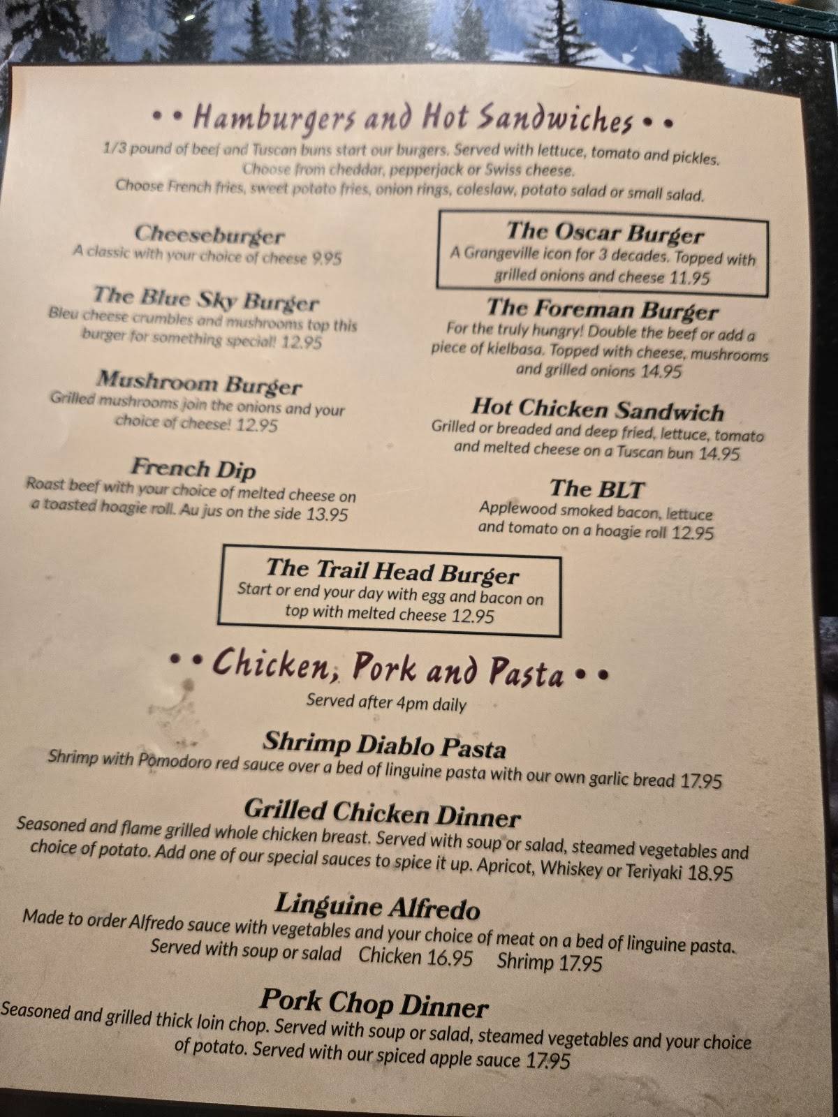 Menu at The Trails Restaurant & Lounge, Grangeville