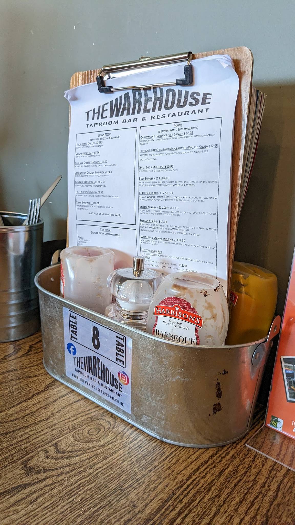 Menu at The Warehouse Taproom, Bar & Restaurant, West Winch