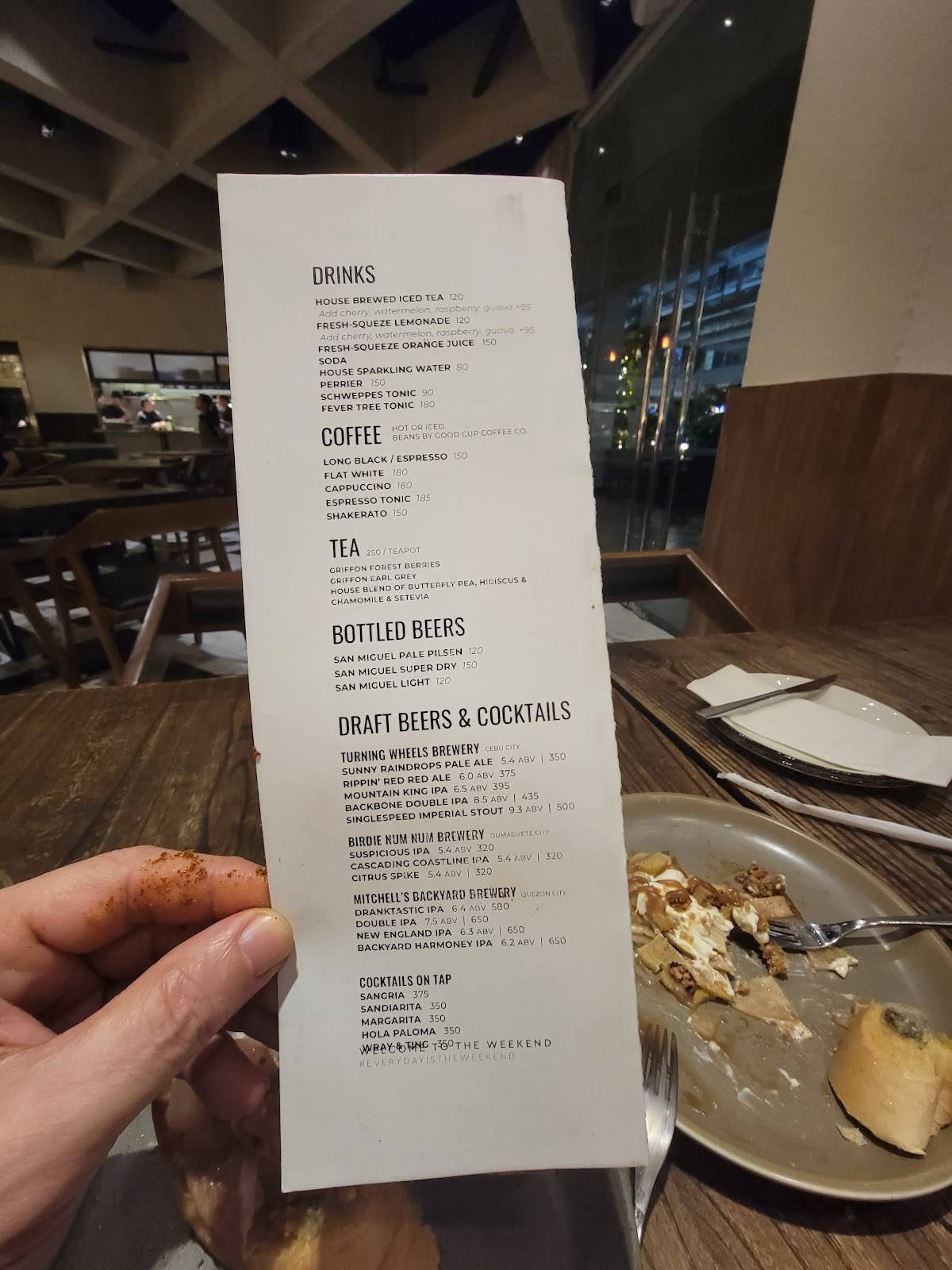 Menu at The Weekend pub & bar, Cebu City, 88th Ave