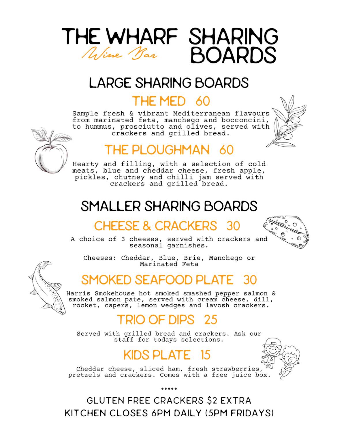 Menu at The Wharf Wine Bar, Goolwa