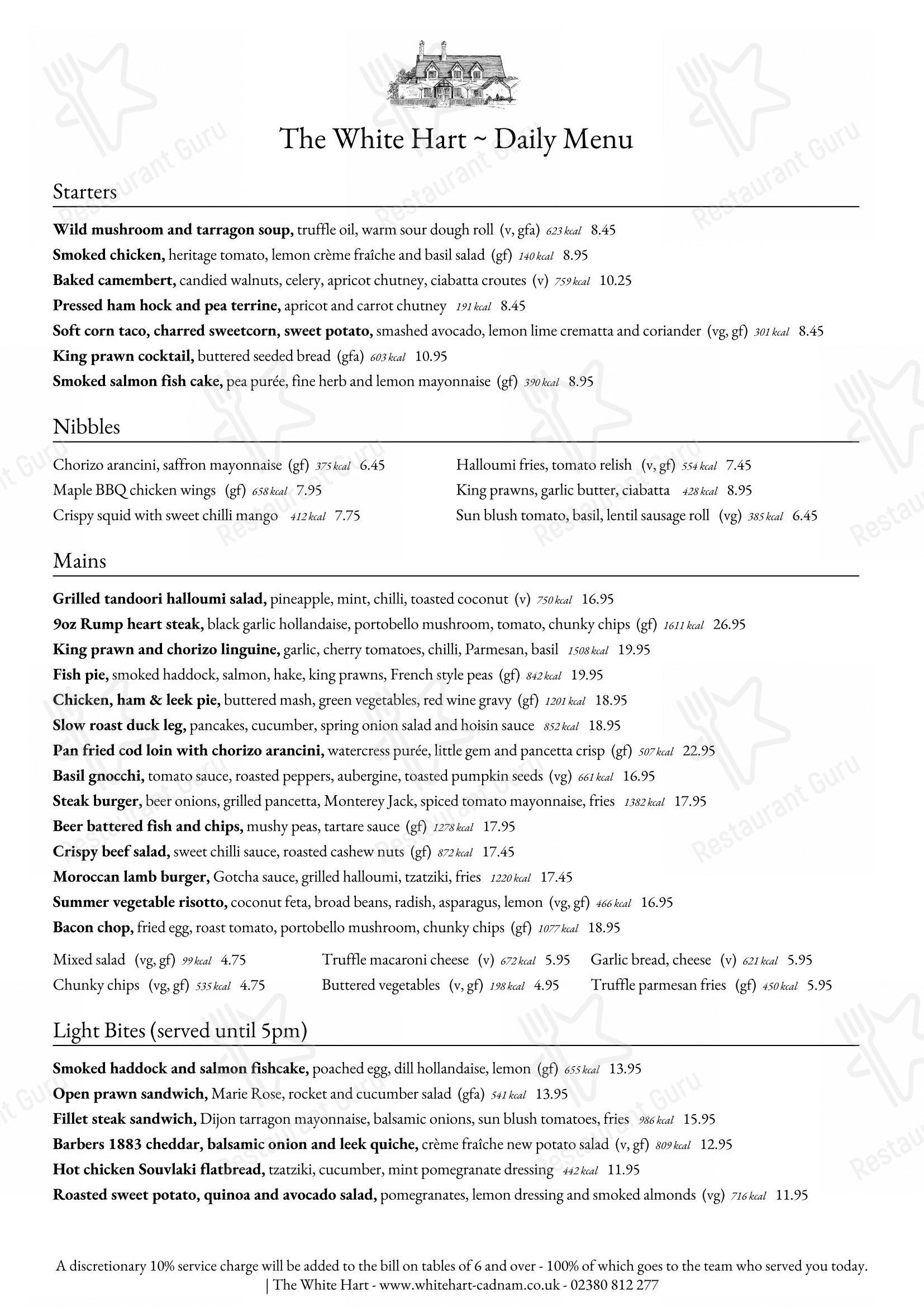 Menu at The White Hart pub & bar, Copythorne