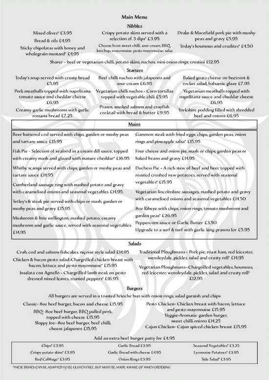 Menu at The White Lion pub & bar, Kildwick, Priest Bank Road