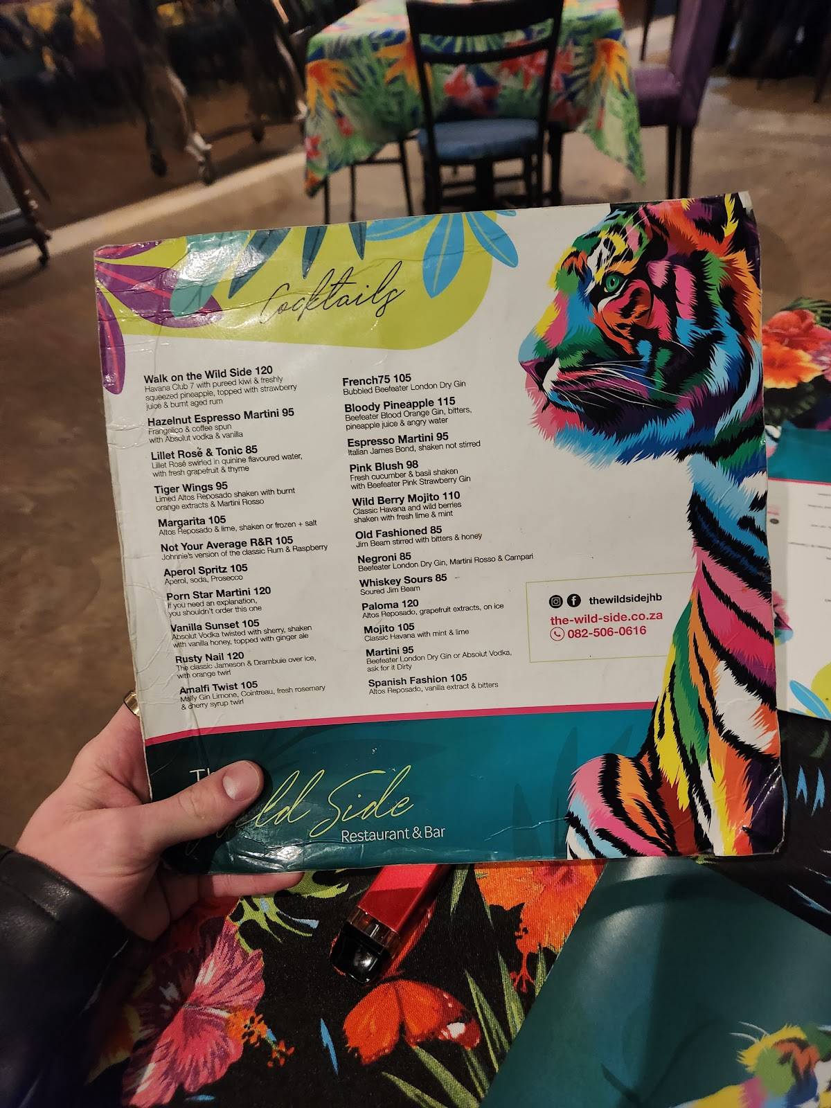 Menu at The Wild Side Restaurant, Randburg