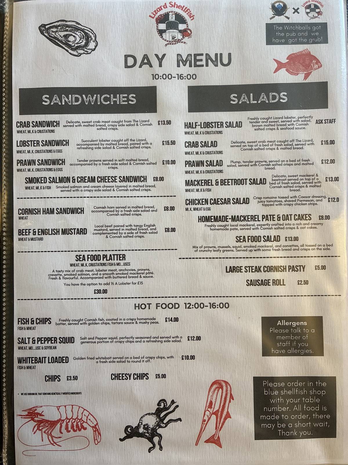 Menu at The Witchball pub & bar, Grade-Ruan, Lighthouse Rd