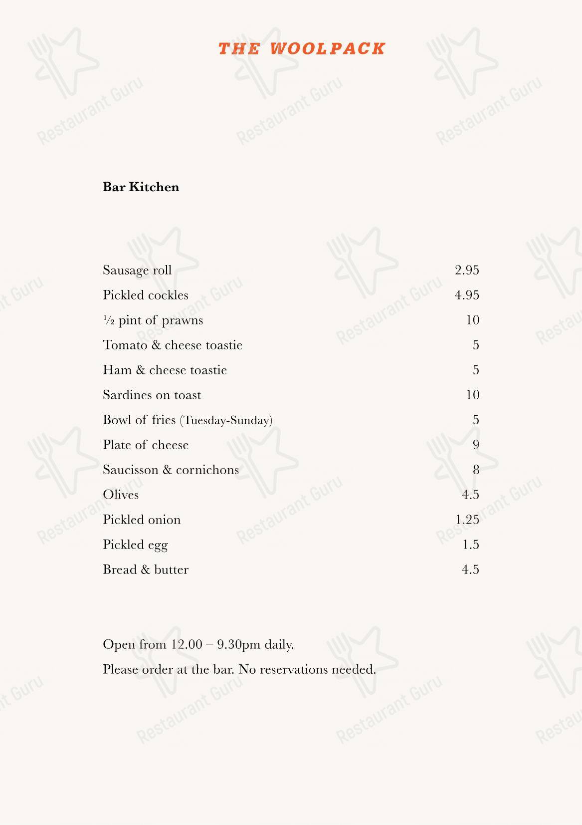 Menu at The Woolpack Inn pub & bar, Stroud, Slad Rd