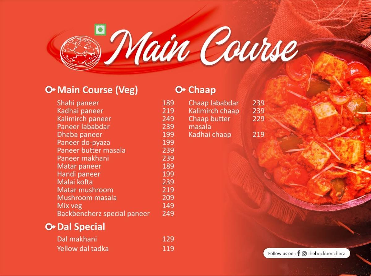 Menu at The backbencherz- cafe and restaurant, Haldwani