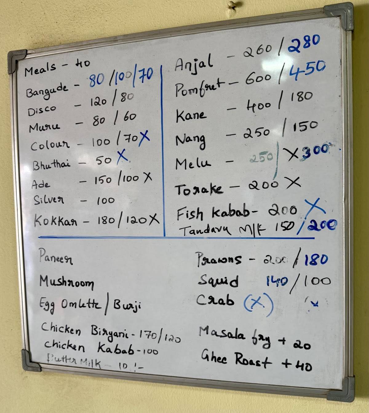 Menu at Thimmappa Fish Hotel, Udupi
