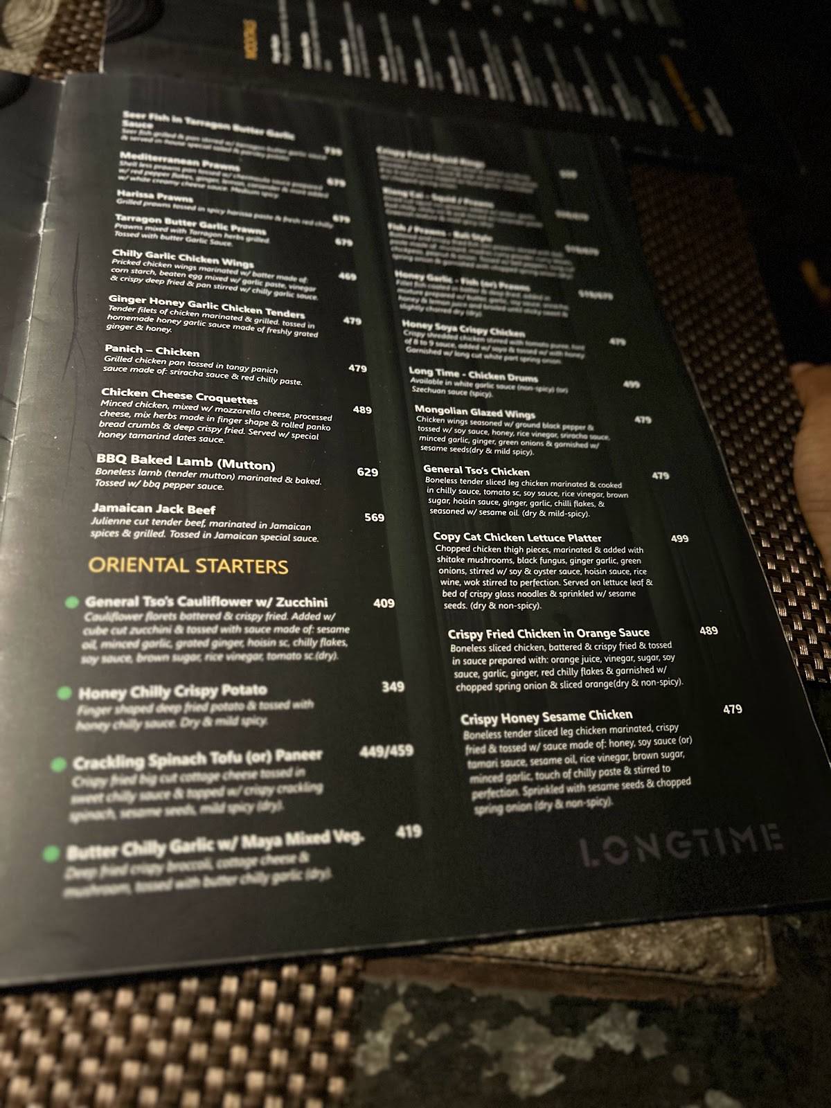 Menu at Longtime, Thiruvananthapuram, A 23