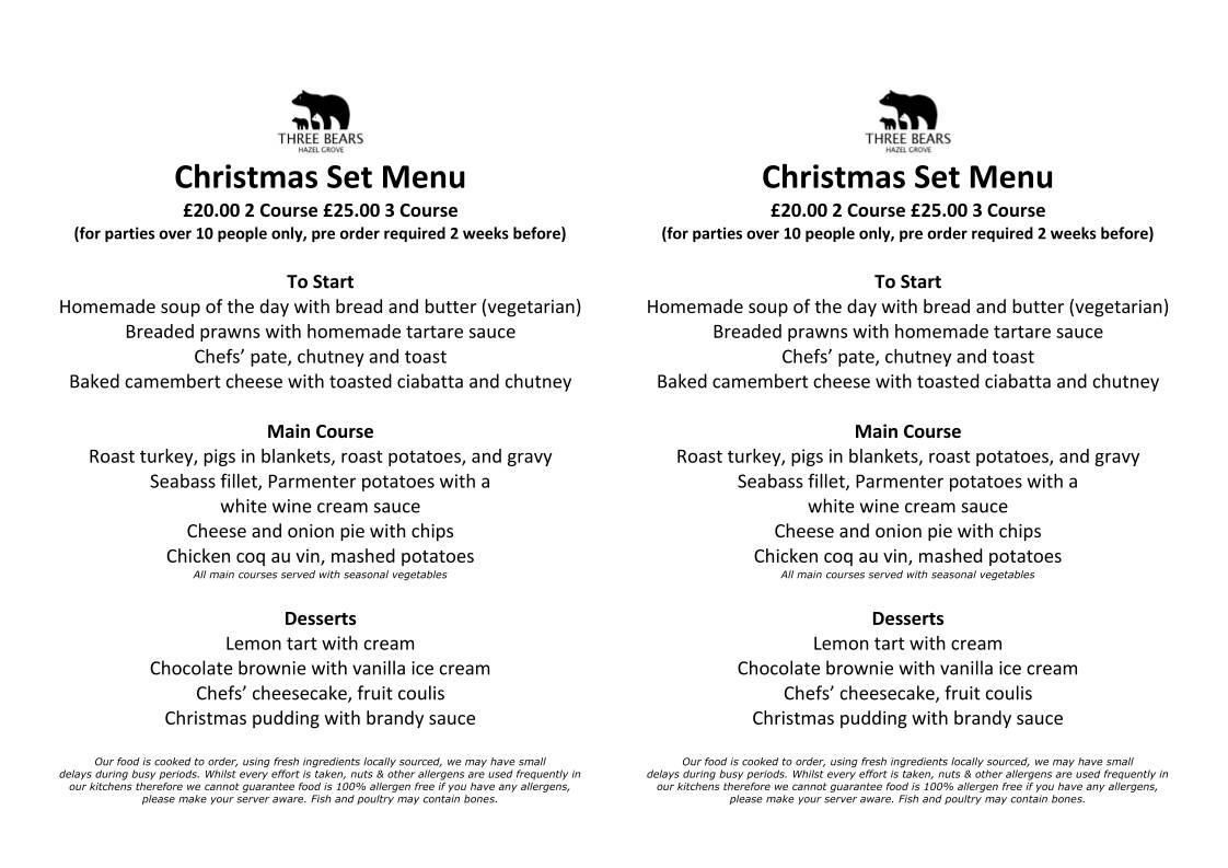 Menu at Three Bears, Hazel Grove pub & bar, Hazel Grove