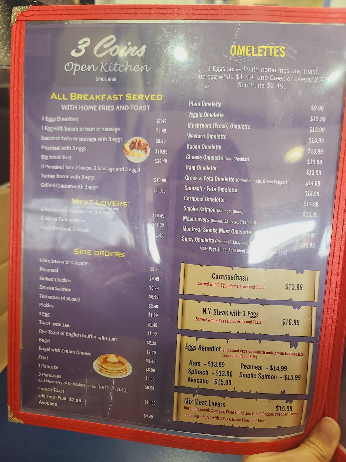 Menu at Three Coins Open Kitchen& Breakfast and Lunch fast food ...