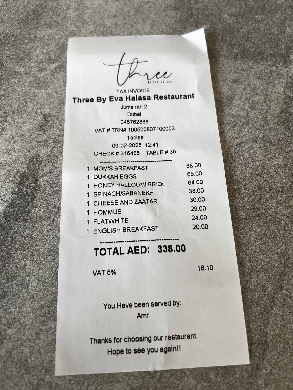 Menu at Three by Eva restaurant, Dubai, Villa 53 - Al Wasl Street - 23B St