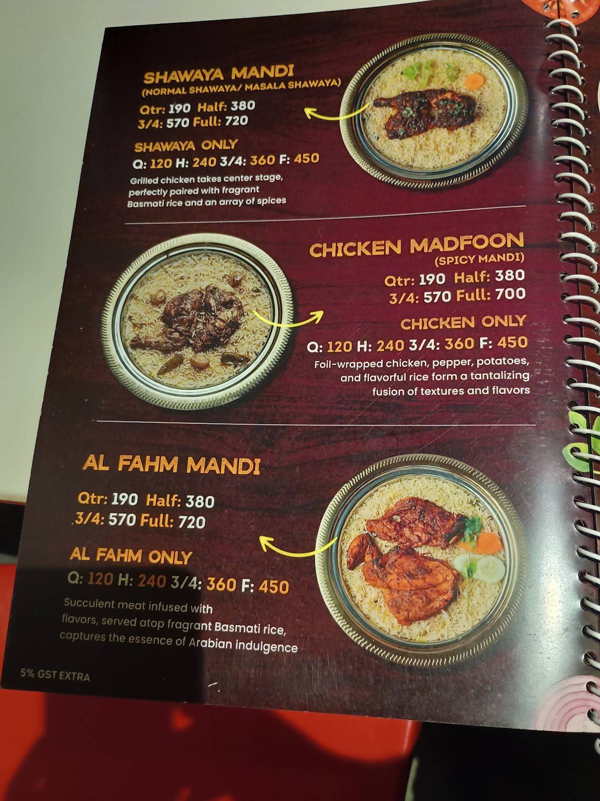 Menu at Nahdi Mandi Restaurant Thrissur, Thrissur