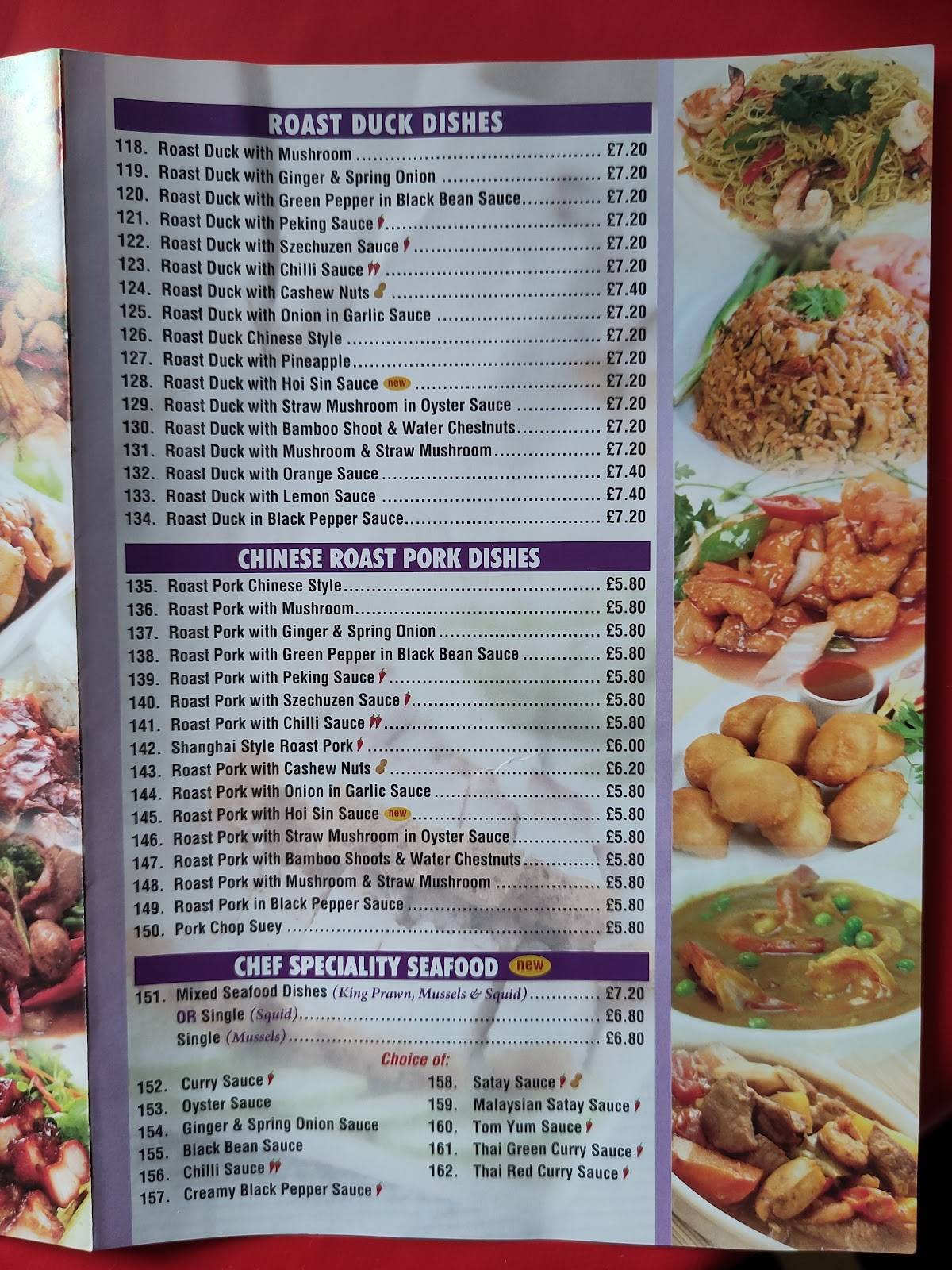 Menu at Charlie Chan fast food, Thurso