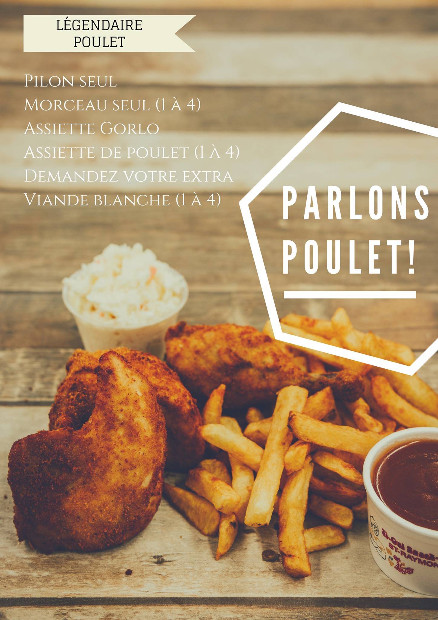 Menu au Ti-Oui Snack Bar, Saint-Raymond