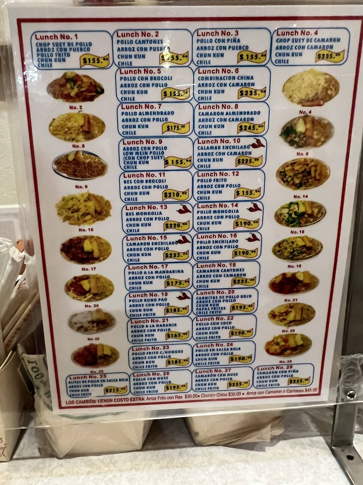 Menu at Lung Mon Playas restaurant, Tijuana