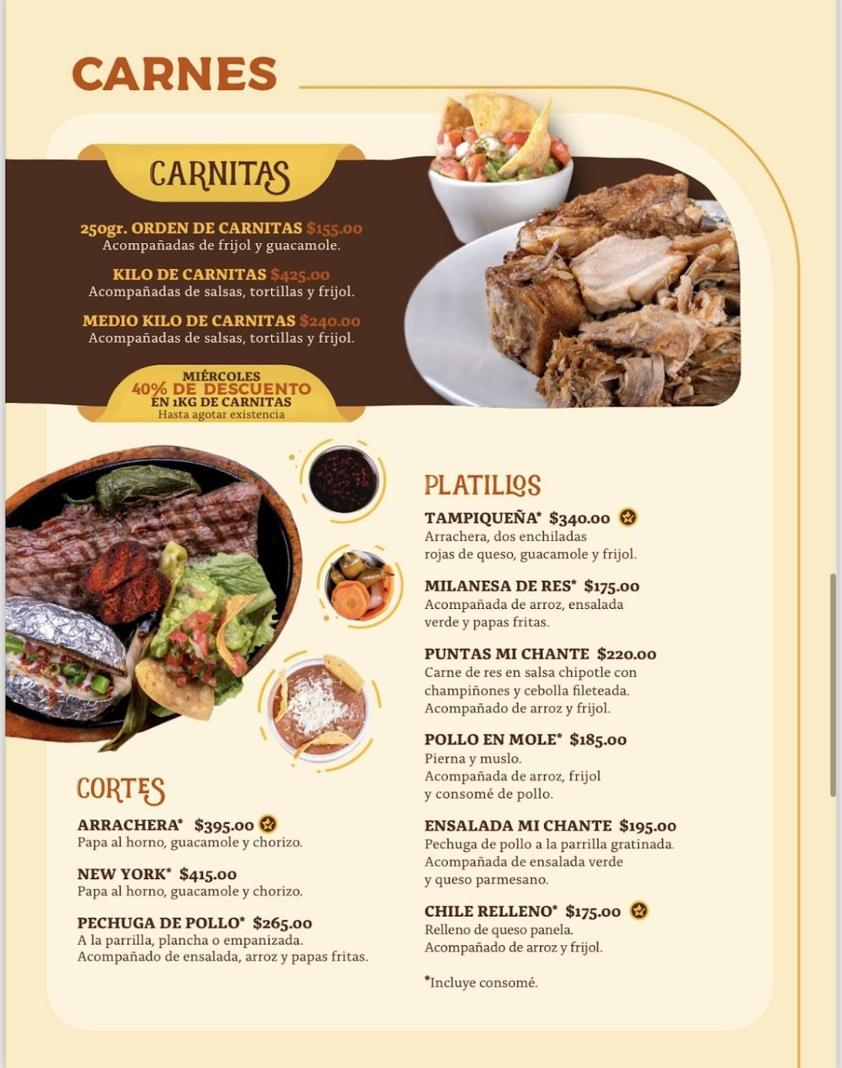 Menu at Mi Chante Restaurante, Tijuana