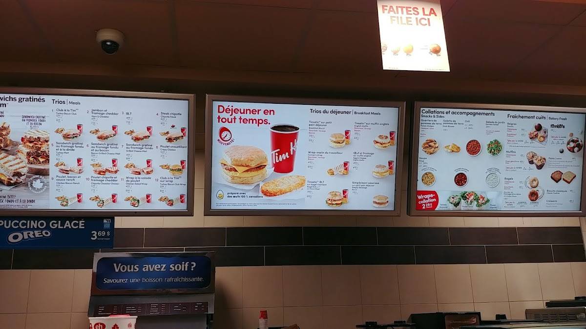 Carta del restaurante Tim Hortons, Baie-Saint-Paul, 995 Boulevard Mgr ...