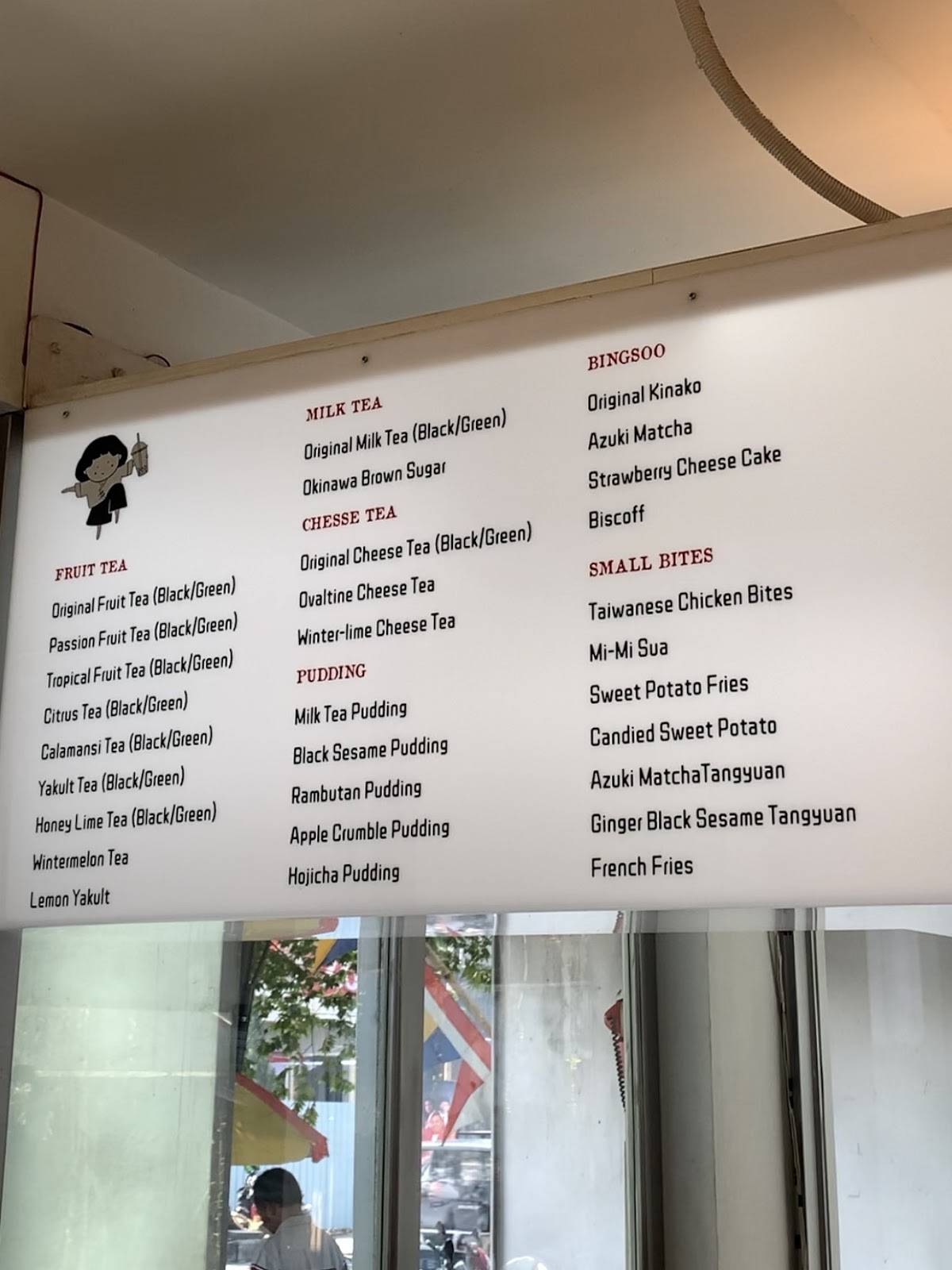 Menu at TimTong restaurant, Malang