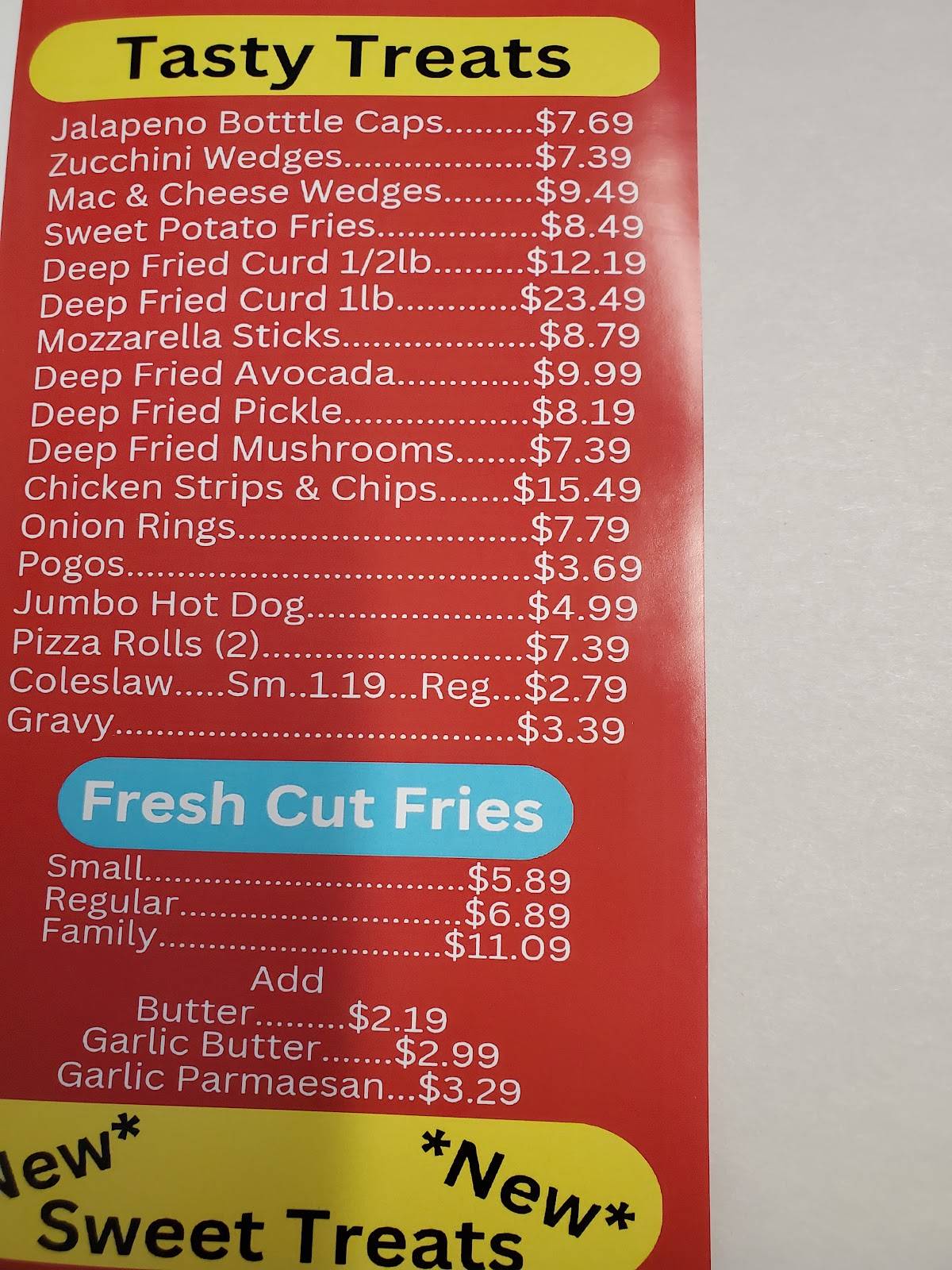 Menu at Tim's Fish & Chips and Poutine restaurant, Prescott