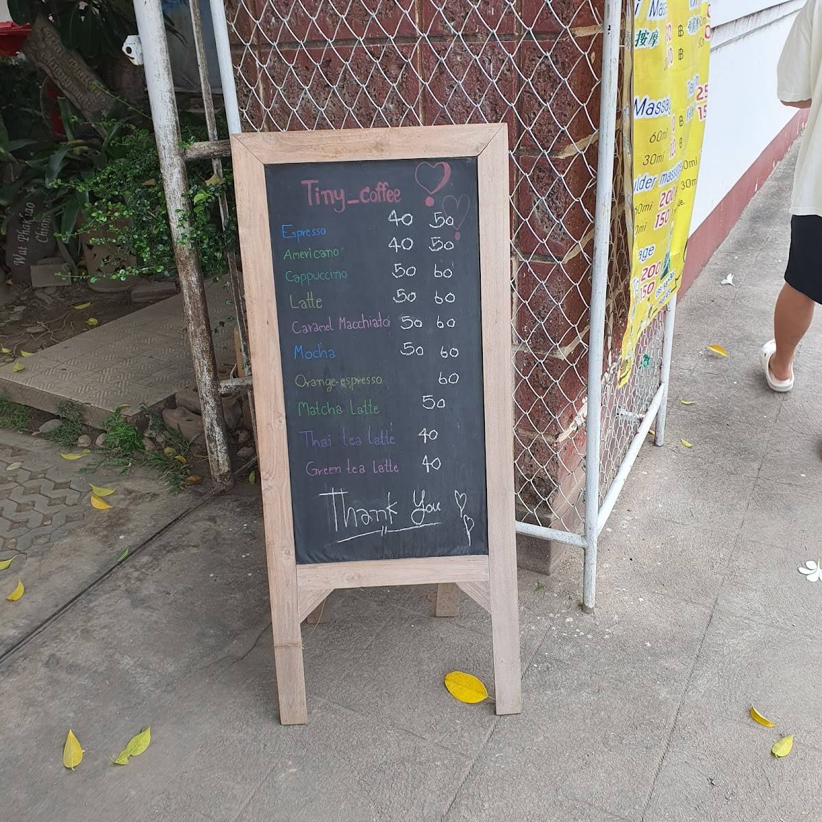 Menu at Tiny-Coffee, Chiang Mai