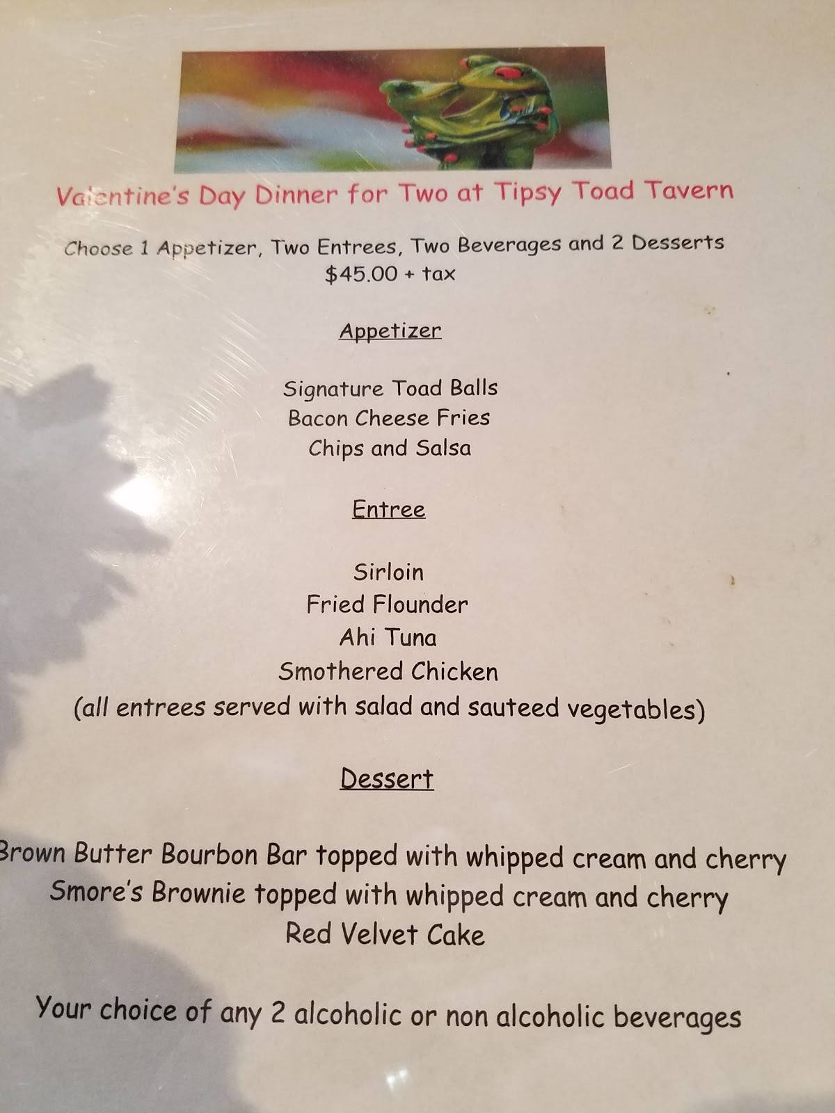 Menu at Tipsy Toad Tavern pub & bar, Chapin, 103 Beaufort St C