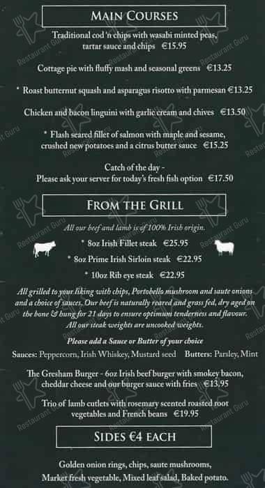 Menu at Toddys Bar & Brasserie, Dublin