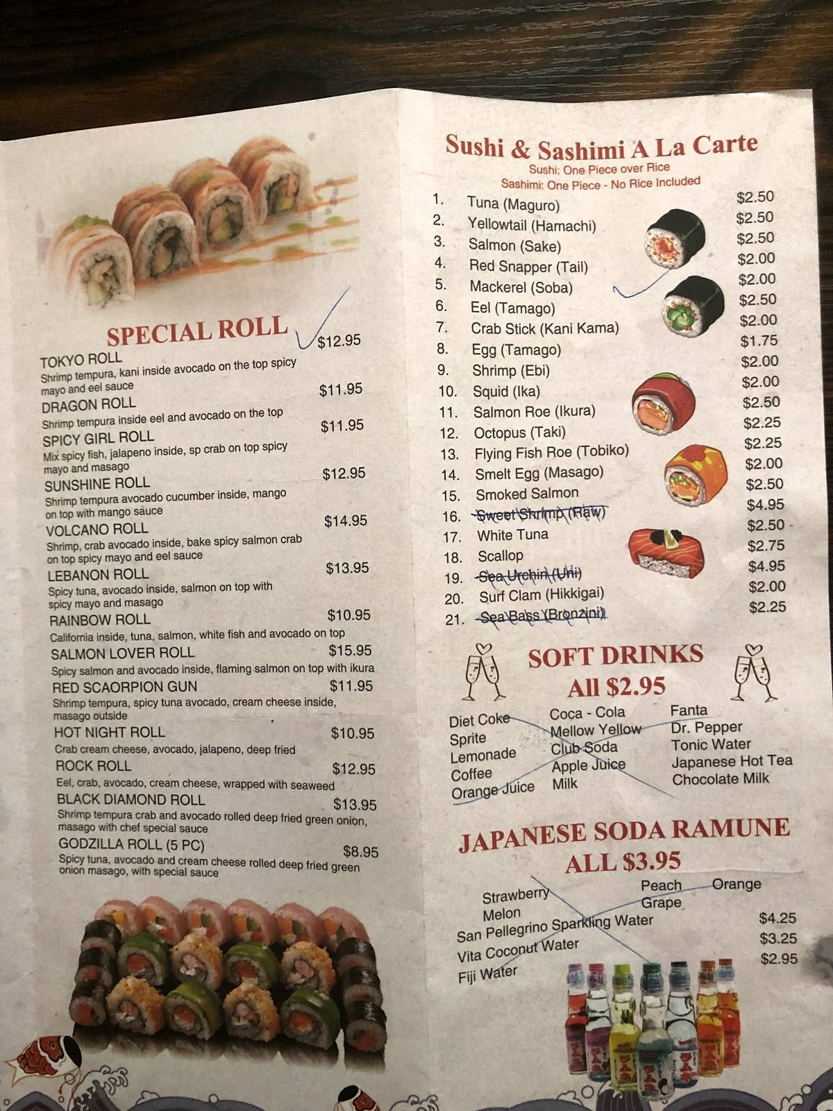 Menu at Toki Japanese Steakhouse, Lebanon