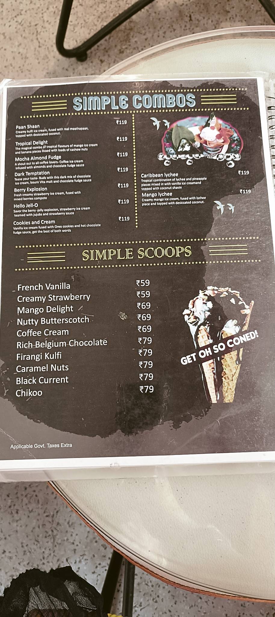 Menu at Tollgate - the eating house, Karimnagar