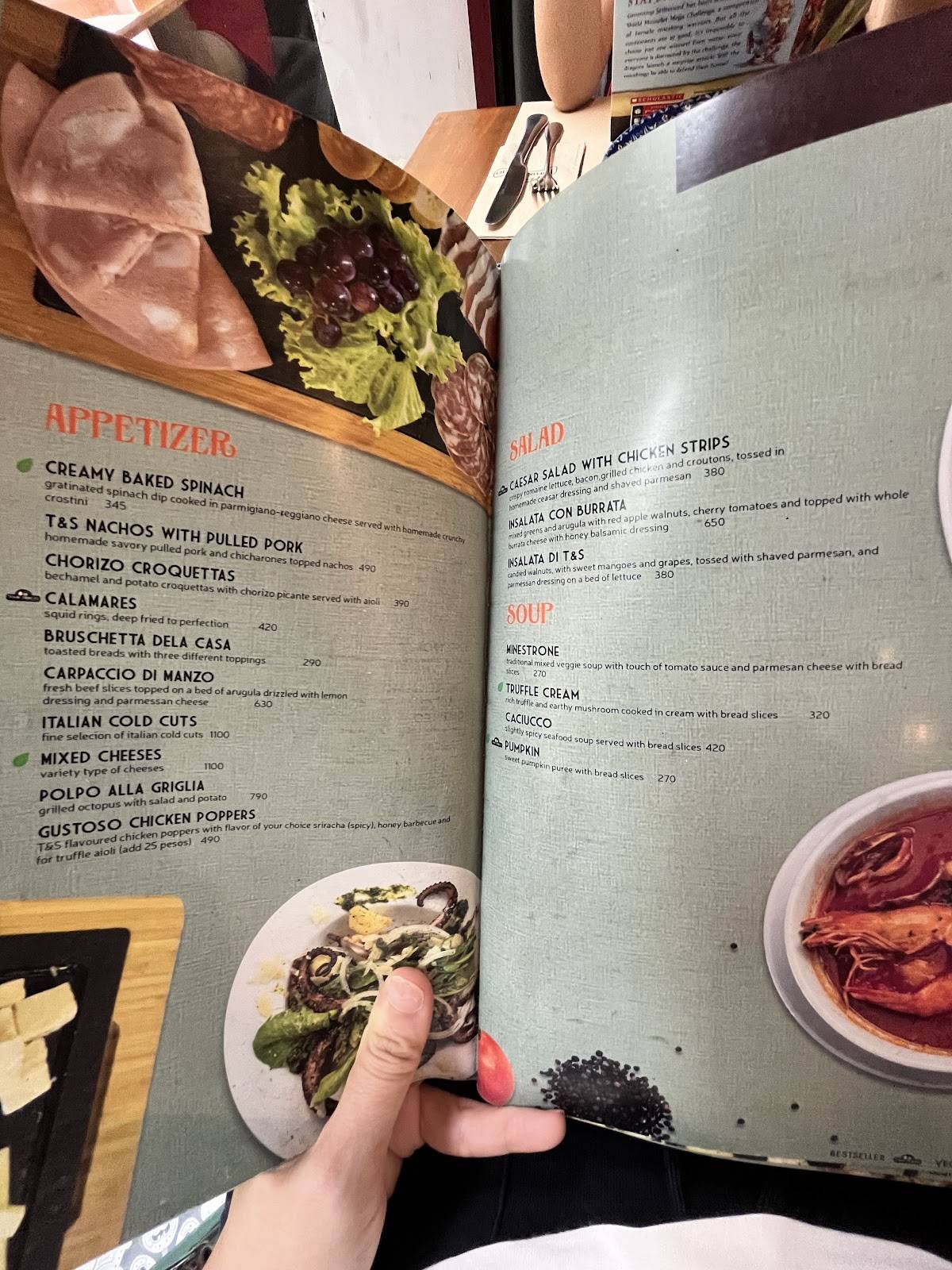 Menu at Toni & Sergio restaurant, Taguig