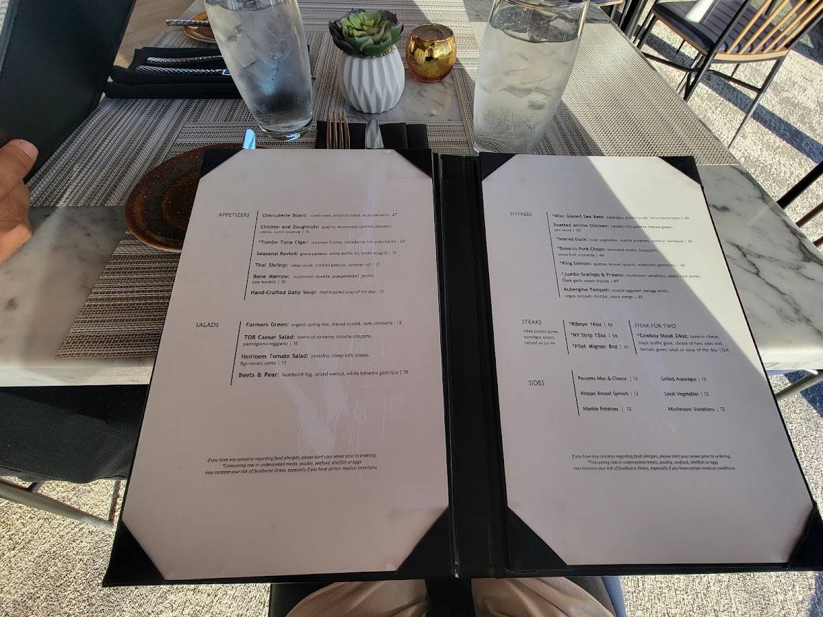 Menu at Top of the Rock Restaurant, Tempe