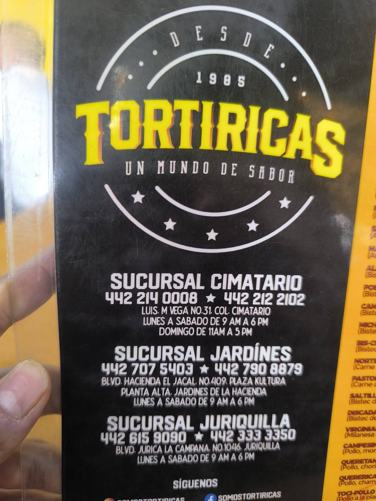 Carta del restaurante Torti-Ricas, Santiago del Querétaro, Calle Luis M ...