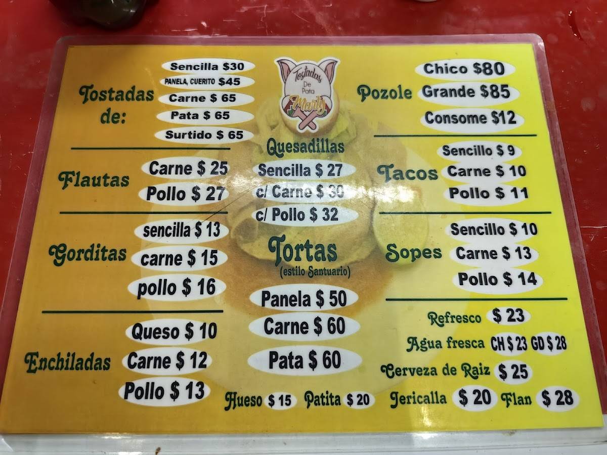Carta del restaurante Tostadas De Pata Maxi, Guadalajara