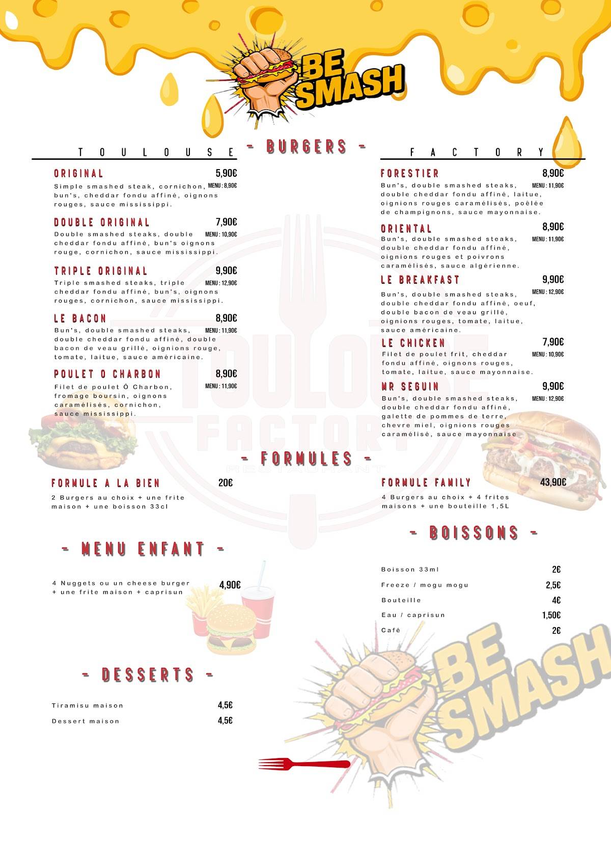 Menu au Toulouse Factory restaurant, Toulouse