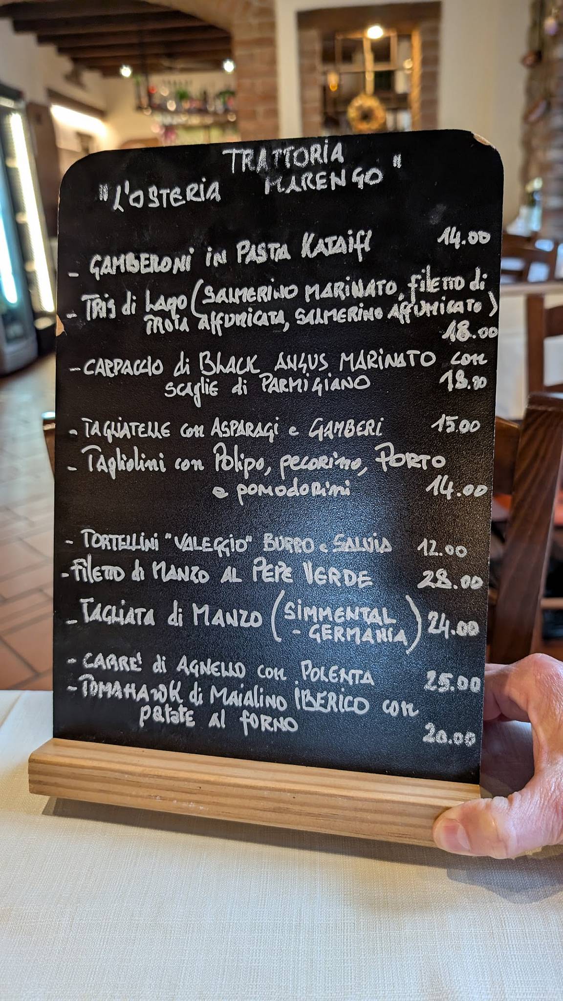 Menu at Trattoria L'Osteria Marengo restaurant, Lazise