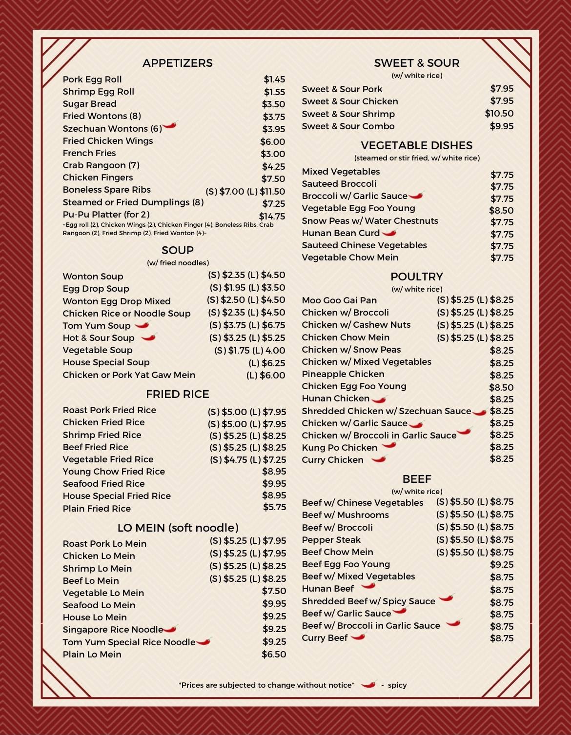 Menu at Tray King restaurant, Bluefield