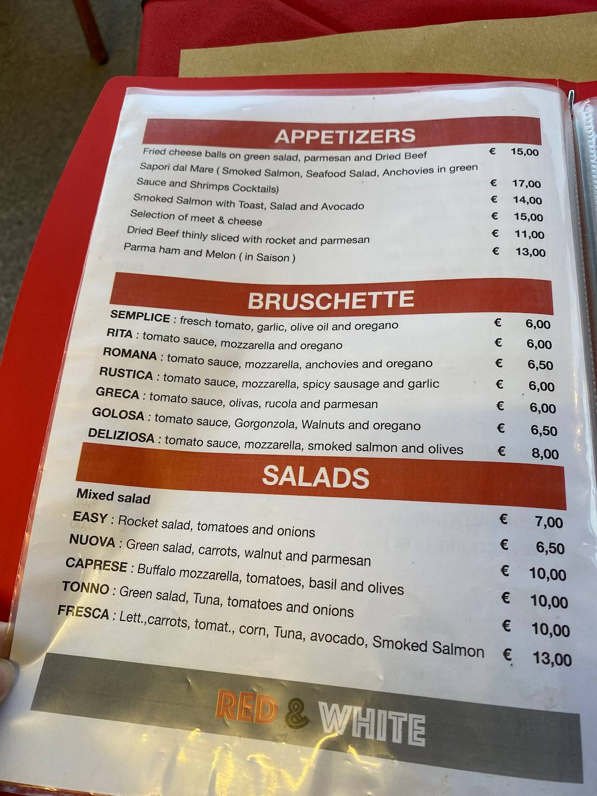 Menu at Bar Red And White, Tremezzo