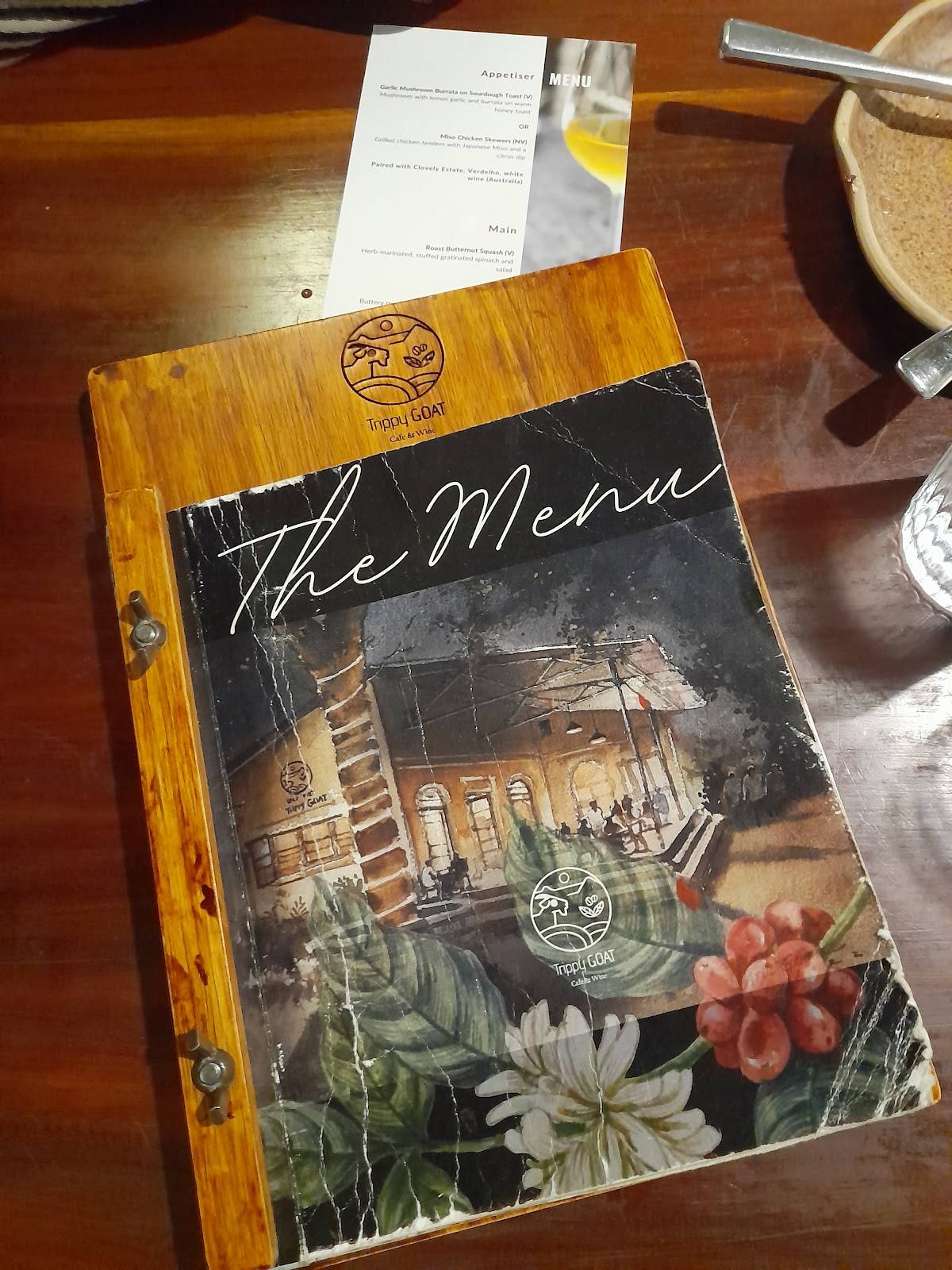 Menu at Trippy Goat Cafe, Bengaluru