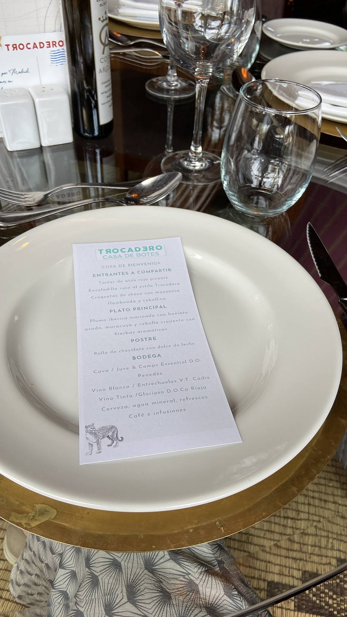 Menu at Trocadero Casa de Botes restaurant, Málaga