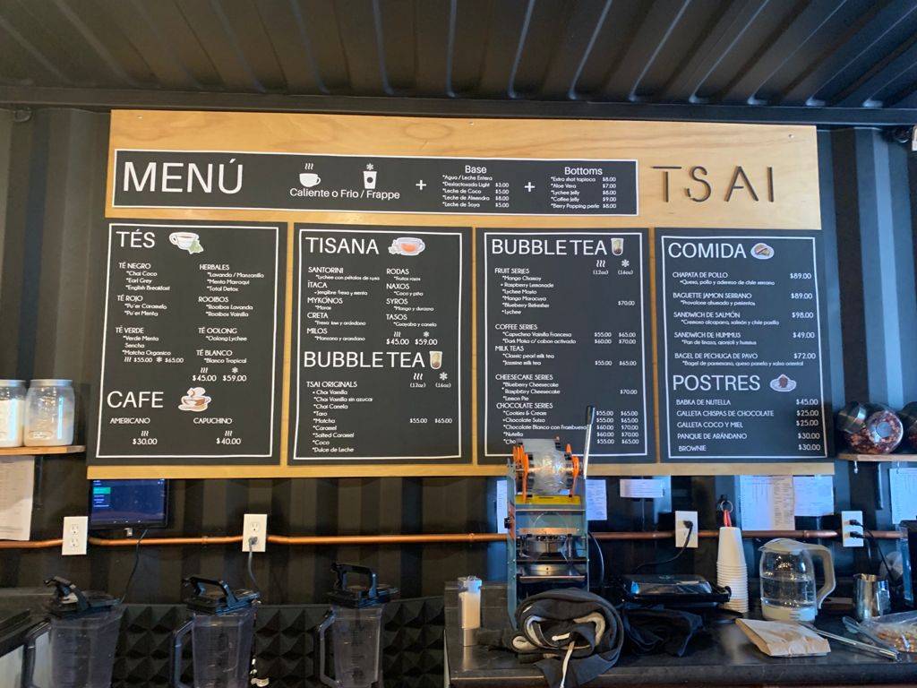 Menu at Tsai Tea Bar Arcos, Santiago de Querétaro