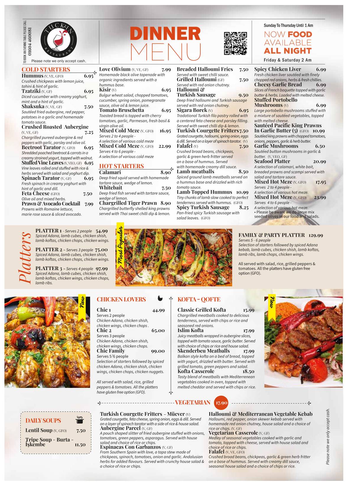 Menu at Tuck In Turkish Restaurant, Northampton