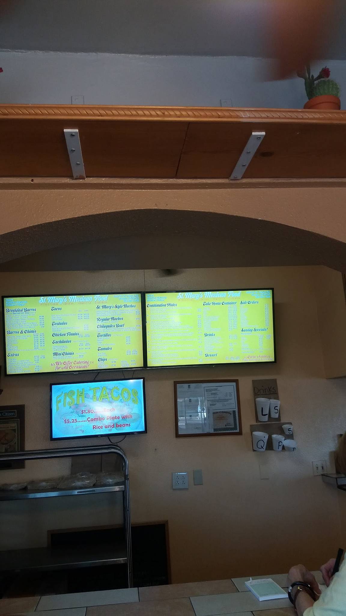 Menu at St. Mary's Mexican Food restaurant, Tucson