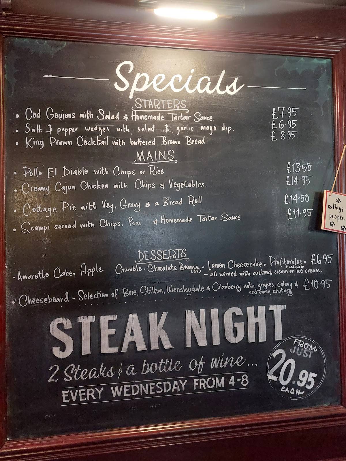 Menu at The Turks Head pub & bar, St Helens
