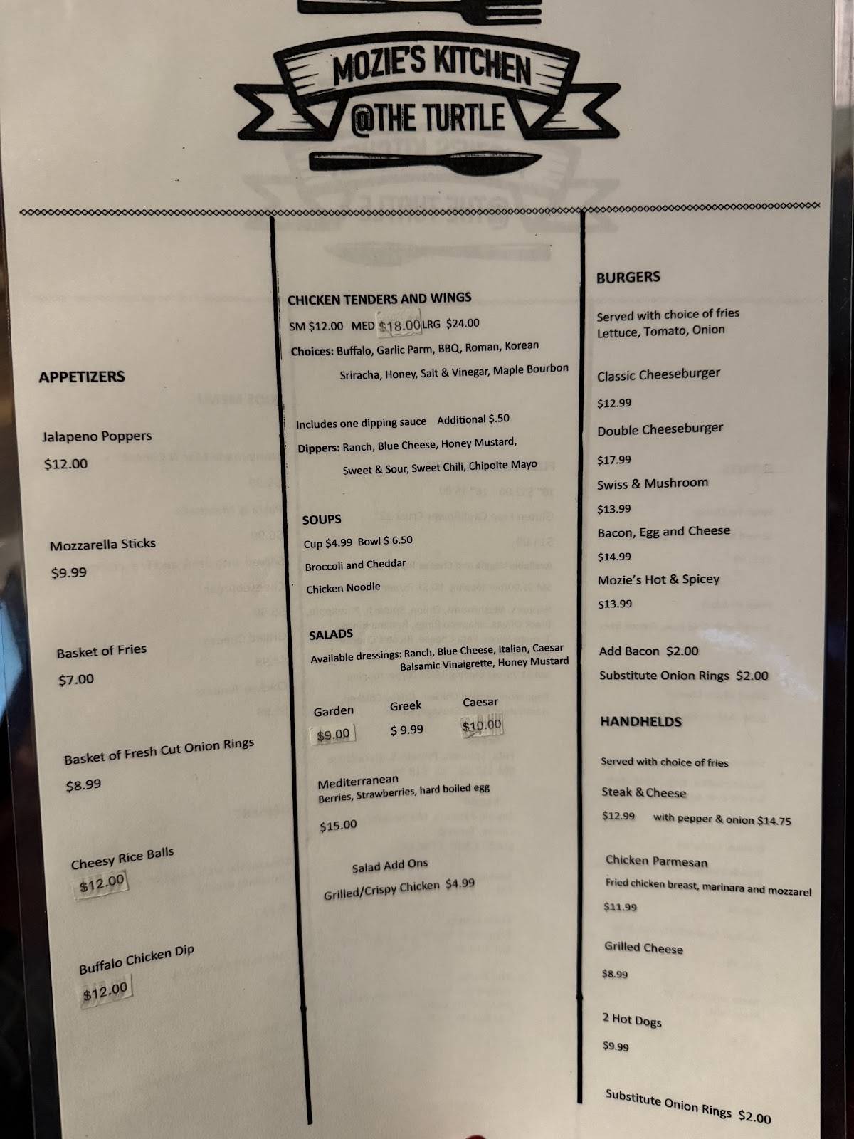 Menu at Turtle Tavern pub & bar, Milford