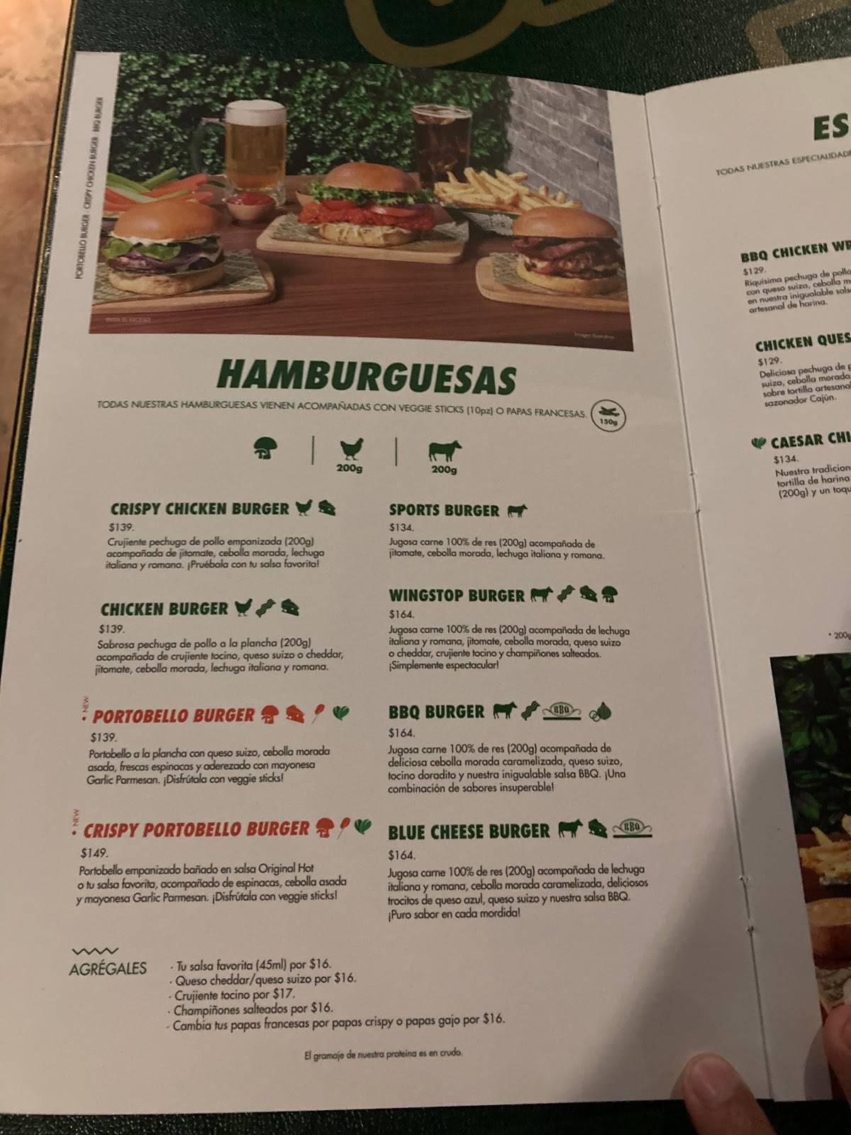 Carta del restaurante Wingstop Moctezuma, Tuxtla Gutiérrez, Nte. Pte. 1370