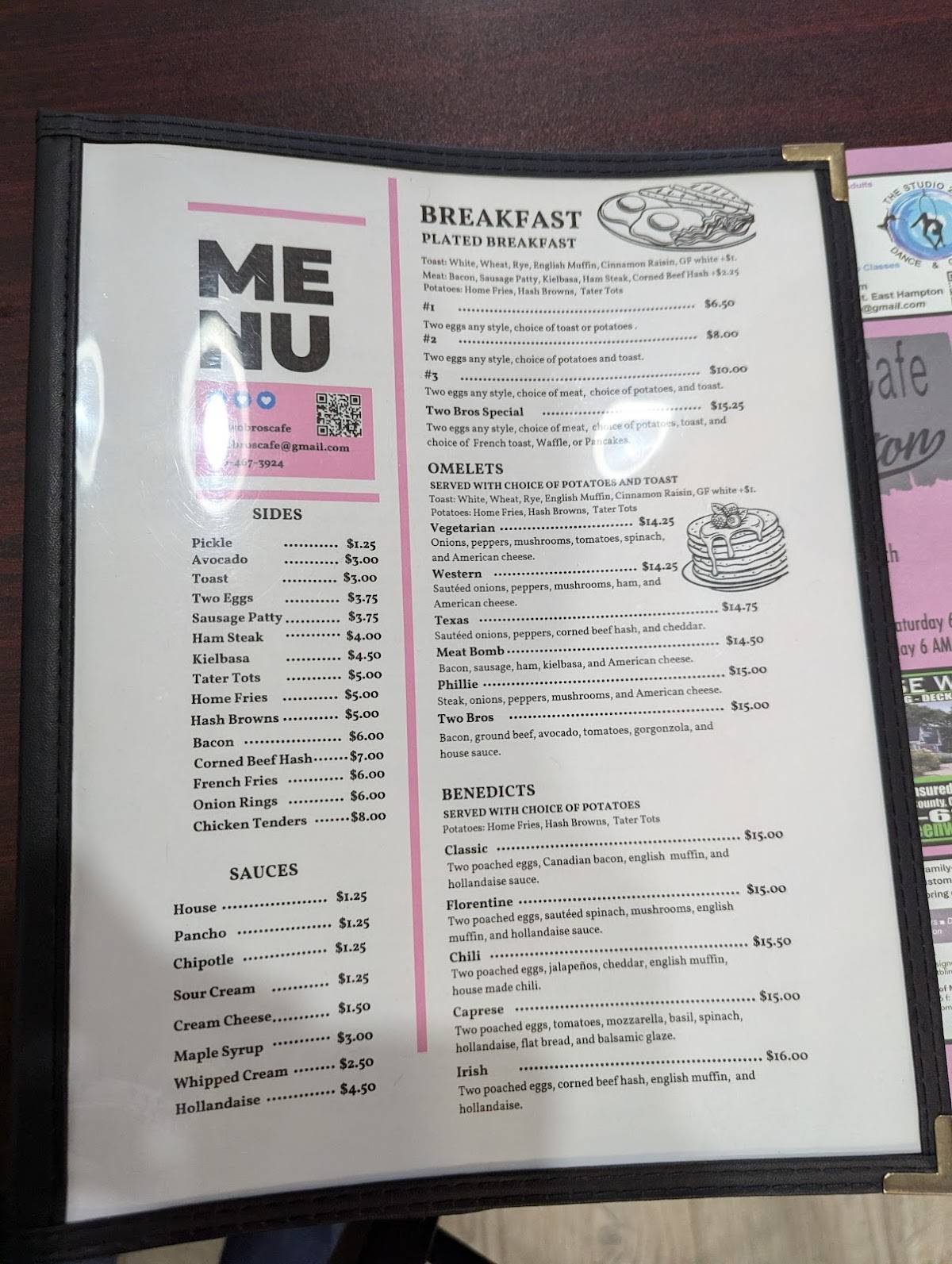 Menu at Two Brothers Cafe, East Hampton, 20 E High St