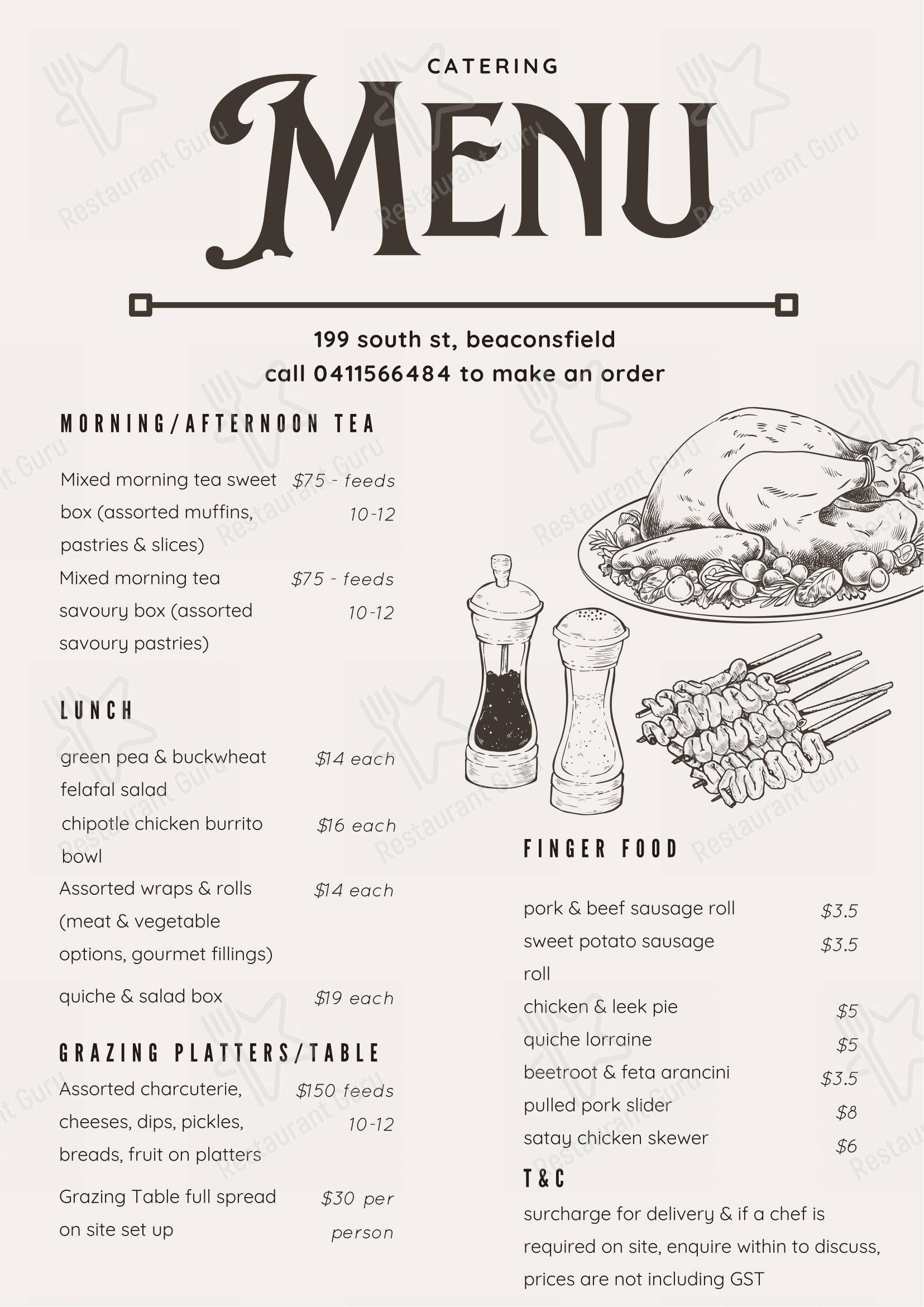 Menu at Two Dogs Laughing cafe, Beaconsfield