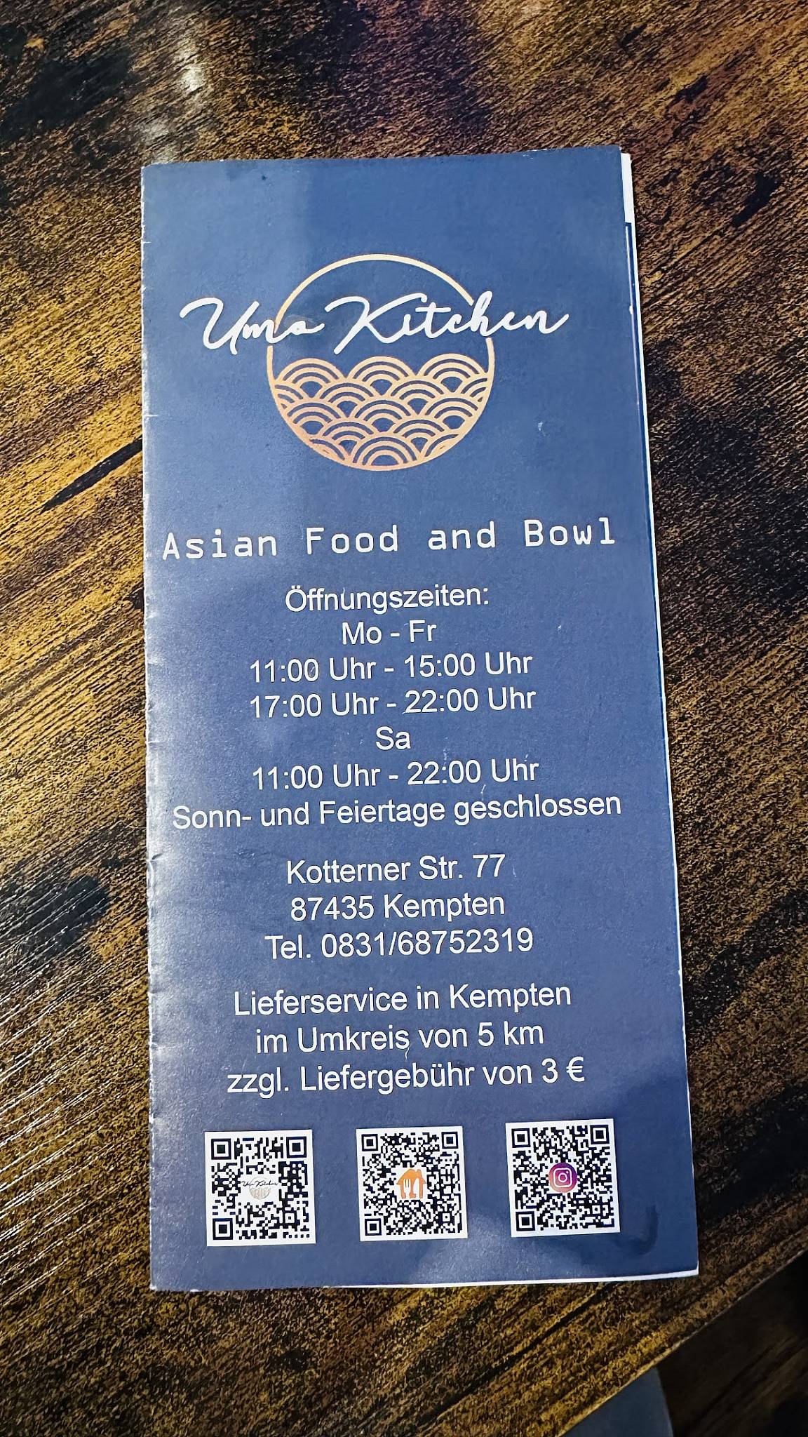 Speisekarte von UMO KITCHEN BISTRO restaurant, Kempten (Allgäu)