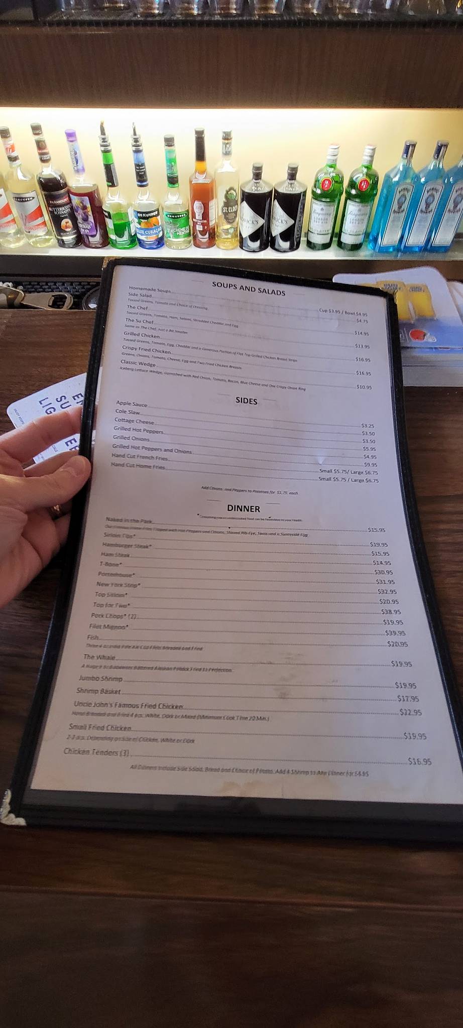 Menu at UNCLE JOHN’S PLACE restaurant, Mansfield
