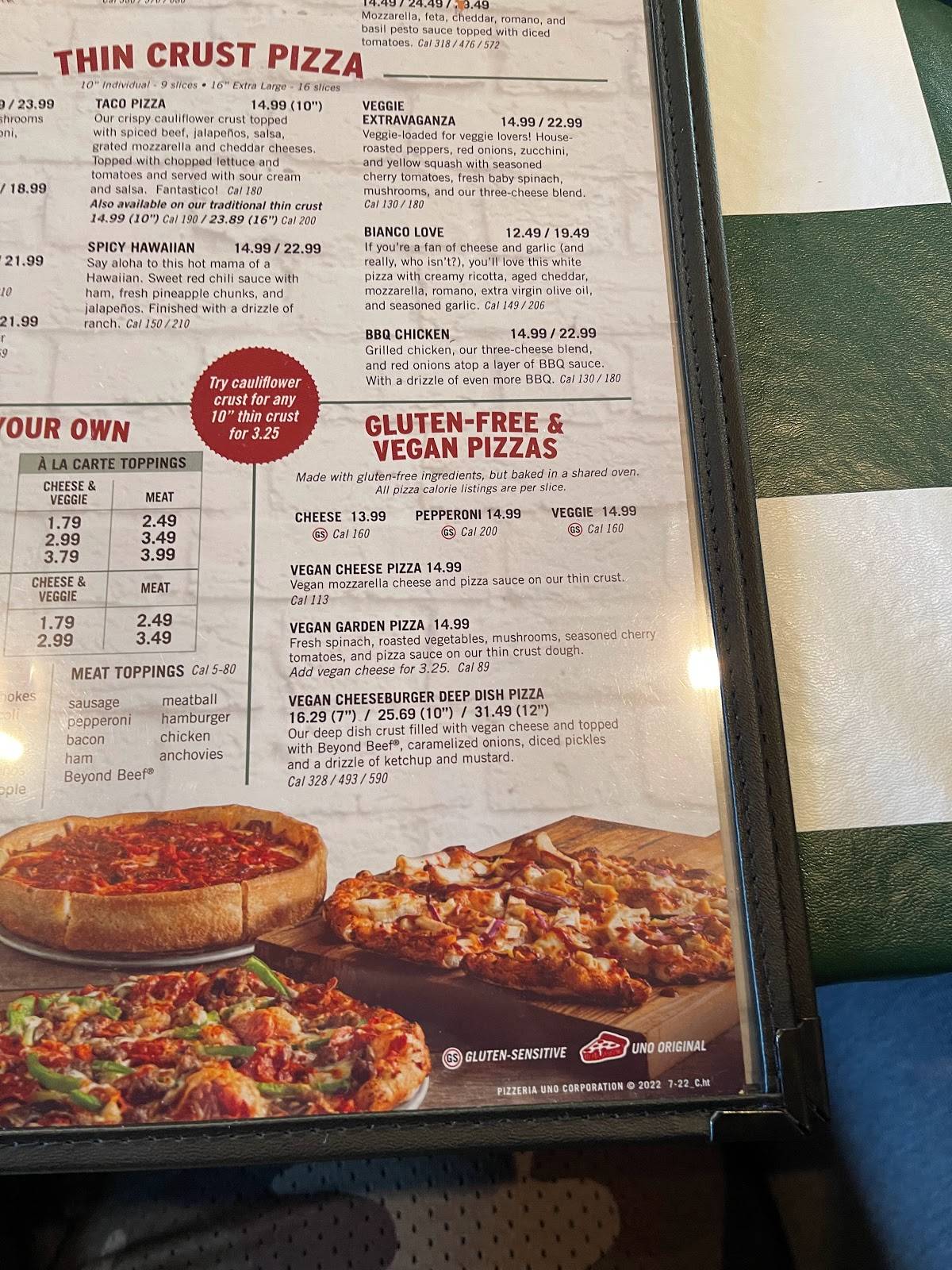 Menu at UNO Pizzeria & Grill, Lake Delton, Wisconsin Dells Pkwy S