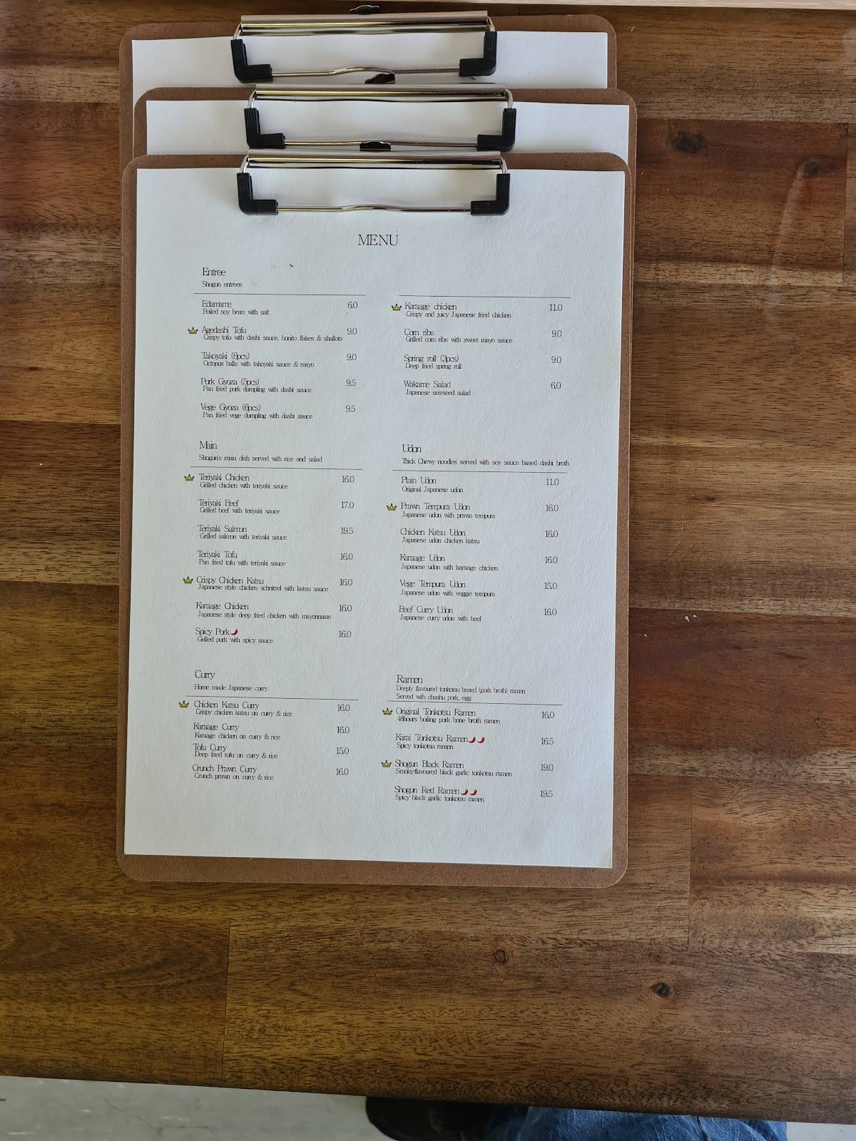 Menu at Ramen Shogun Ultimo restaurant, Ultimo